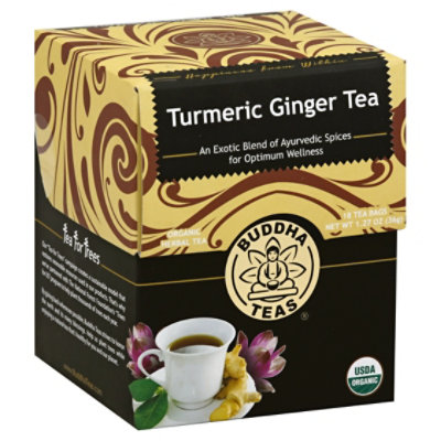 Buddha Teas Herbal Tea Organic Turmeric Ginger Bags - 18 Count - safeway