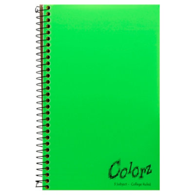 Norcom Notebook Colorz College Ruled 3 Subject 102 Sheets - Each ...