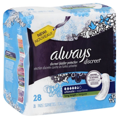 Always Discreet Pads Long Length Ultimate - 28 Count - vons