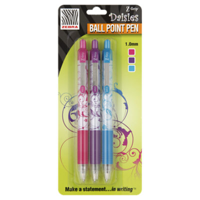 Zebra Z-Grip Daisies Ball Point Pens Medium Point 1.0 mm Assorted Ink ...