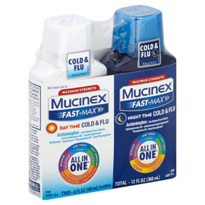 Mucinex Fast-Max Day Time and Night Time Cold & Flu Medicine All in One ...