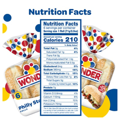 Wonder Bread Philly Steak Rolls White Bread Sub Rolls 6 Count - 15 Oz ...