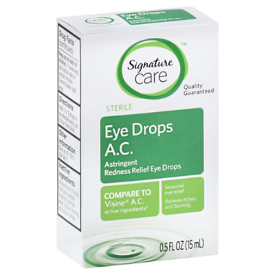 Signature Care Eye Drops Redness Relief AC Sterile Astringent - 0.5 Fl ...