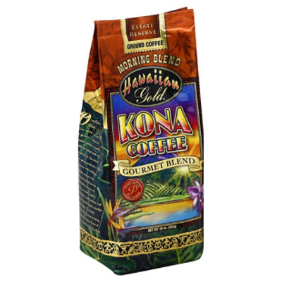 Hawaiian Gold Coffee Kona Gourmet Blend Ground Morning Blend - 10 Oz ...