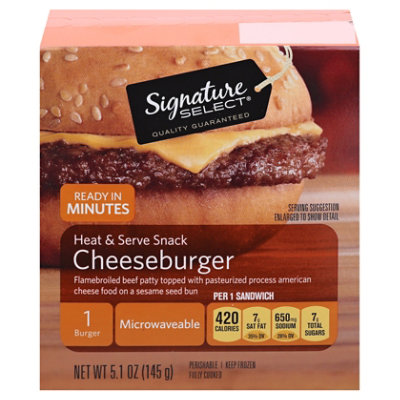 Signature SELECT Heat & Serve Snack Cheeseburger Frozen - 5.1 Oz - safeway