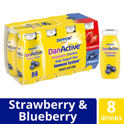 Dannon DanActive Probiotic Dairy Drink Strawberry & Blueberry - 8-3.1 ...