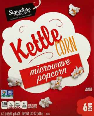 Signature SELECT Kettle Corn Microwave Popcorn - 6-3.2 Oz - safeway