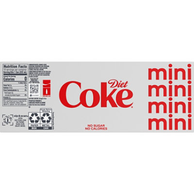 Diet Coke Soda Pop Mini Cans 10 Count - 7.5 Fl. Oz. - Vons