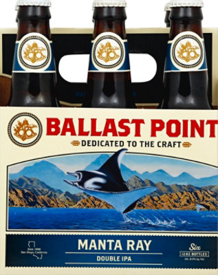 Ballast Point Manta Ray Double IPA Craft Beer Bottles 8.5% ABV - 6-12 ...