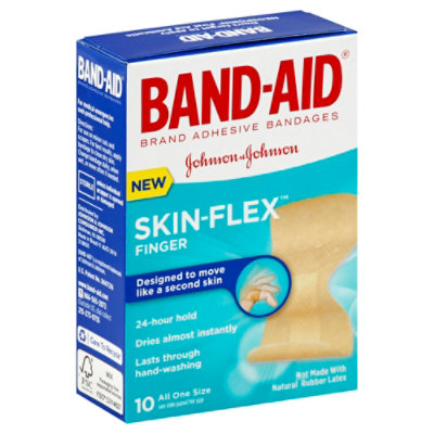 BAND-AID SKIN-FLEX Brand Adhesive Bandages Finger - 10 Count - safeway