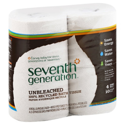 Seventh Generation Bath Tissue 2-Ply 100% Recycled Paper Unbleached 400 ...