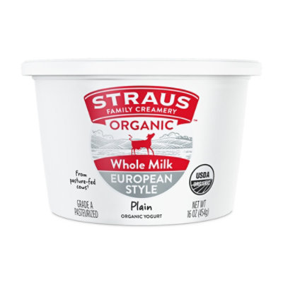 Straus Organic Plain Whole Milk Yogurt - 16 Oz - safeway