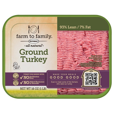 Butterball Turkey Ground Turkey 93% Lean 7% Fat All Natural Fresh - 16 ...
