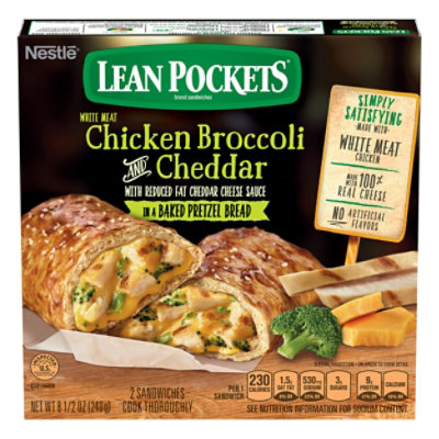 Lean Pockets Sandwiches Pretzel Bread Chicken Broccoli And Cheddar 2 ...
