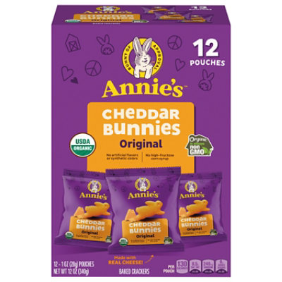 Annies Homegrown Cheddar Bunnies Crackers Organic Baked Snack Box - 12 ...