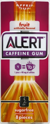 Alert 5 Gum Gum Caffeine Sugar Free Fruit - 8 Count - Safeway