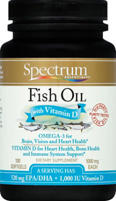 Spectrum Essentials Fish Oil Vitamin D - 100 Count - Haggen