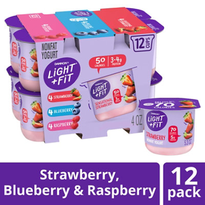 Dannon Light + Fit Yogurt Nonfat Variety Pack Strawberry Blueberry ...