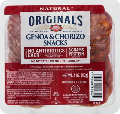 Dietz & Watson Originals ABF Sliced Genoa & Chorizo Twin Pack 4 Oz ...
