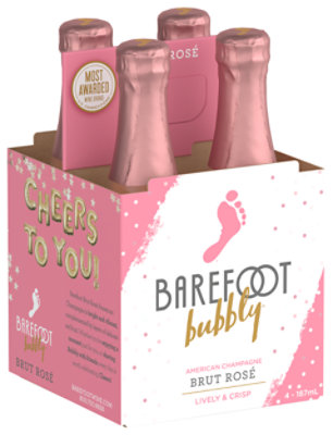 Barefoot Bubbly Brut Rose Wine - 4-187 Ml - safeway
