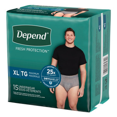 Depend Fresh ProteCountion Adult Extra Large Grey Absorbency Incontinence Underwear 15 Count safeway