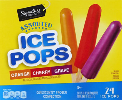 Signature SELECT Ice Pops Orange Cherry Grape Vrty Pk - 24-1.65 Fl. Oz ...
