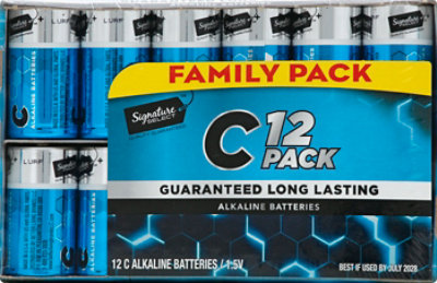 Signature SELECT Batteries Alkaline C Guaranteed Long Lasting Family ...