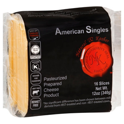 Natural & Kosher Individually Wrapped American Cheese Slices - 12 Oz ...