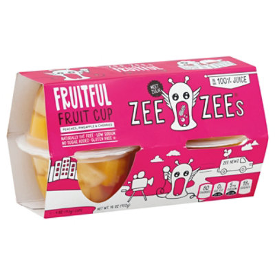 Zee Zees Fruit Cup In 100% Juice Fruitful Peaches Pineapple & Cherries ...