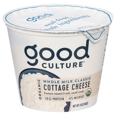 Good Culture Cottage Cheese Organic Whole Milk 4% Milkfat Classic - 5.3 ...