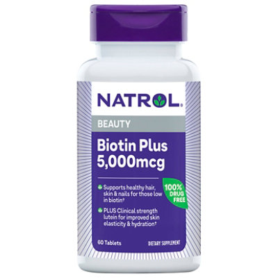 Natrol Biotin Plus Beauty Tablets 5000 mcg - 60 Count - Albertsons