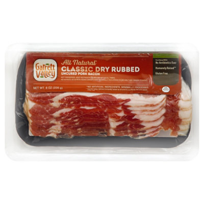 Garrett Valley All Natural Classic Dry Rubbed Uncured Pork Bacon - 8 Oz ...