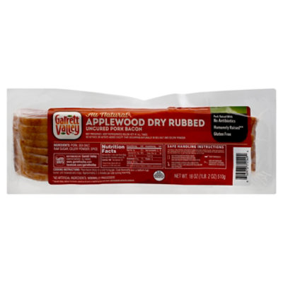 Garrett Valley Bacon Applewood Dry Rub Center Cut Abf - 18 Oz - safeway