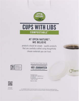 Open Nature Cups Hot W/Lids Compostable - 12 Count - albertsons
