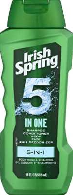 Irish Spring 5 in 1 Mens Body Wash and Shampoo. Washes Away Bacteria ...