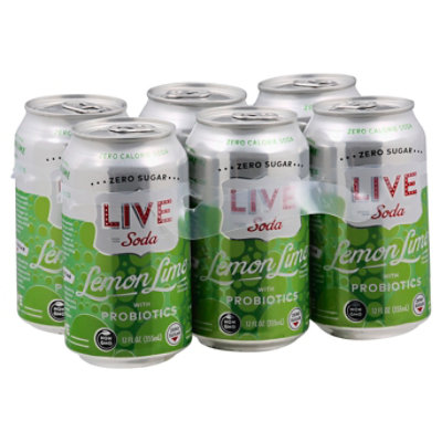Live Soda Soda Live Lemon Lime 6pk - 72 Fl. Oz. - Carrs