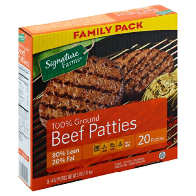 Signature Farms Beef Patty Ground 80% Lean 20% Fat - 5 Lb - albertsons
