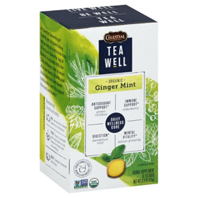Celestial Tea Well Herbal Supplement Ginger Mint - 16 Count - safeway