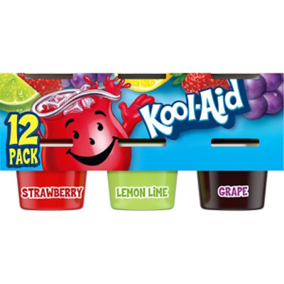 Kool-Aid Gelatin Snacks Strawberry Lemon Lime Grape 12 Count - 42 Oz ...