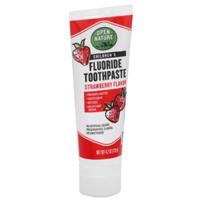 Open Nature Toothpaste Child Fluoride Strawberry - 4.2 Oz - carrsqc