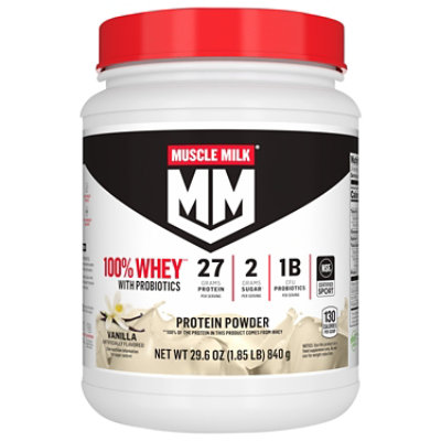 Muscle Milk Whey Protein Powder Blend With Probiotics Vanilla - 29.6 Oz ...