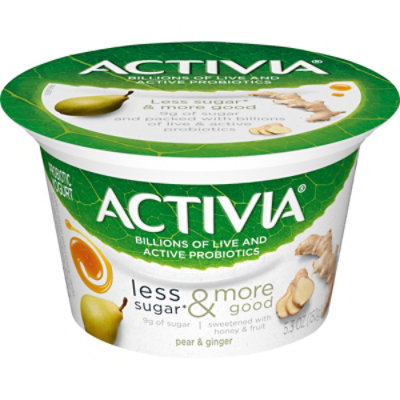 Activia Probiotic Yogurt Less Sugar & More Good Pear & Ginger - 5.3 Oz ...