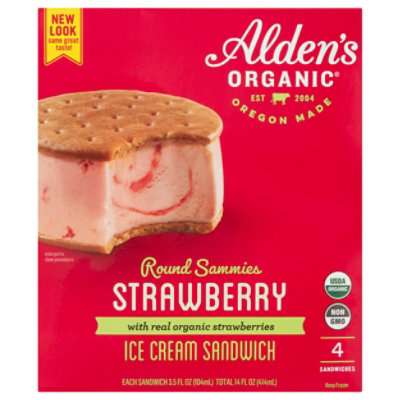 Alden s Organic Strawberry Ice Cream Sandwich s 4 Count randalls