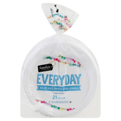 Signature SELECT Everyday Heavy Duty 10.25 Inch Plates - 21 Count ...
