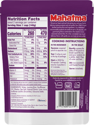 Mahatma Cilantro Limon Jasmine Rice Ready to Serve In Pouch - 8.8 Oz ...