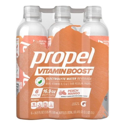 Propel Vitamin Boost Electrolyte Water Beverage Peach Mango - 6-16.9 Fl ...