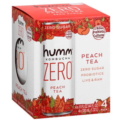 Humm Kombucha Zero Sugar Peach Tea - 4-11 Fl. Oz. - pavilions