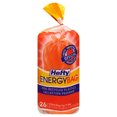 Hefty Trash Bags Flap Tie Tall 13 Gallon Orange - 26 Count - Safeway