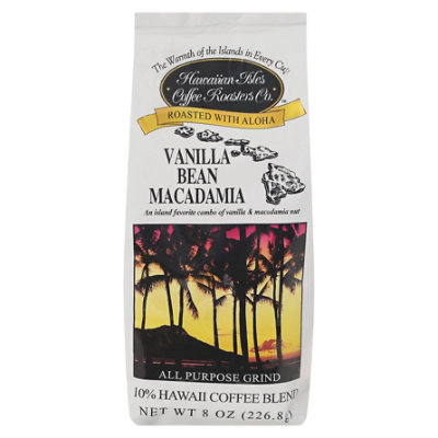 Hawaiian Isles Coffee 10% Hawaii Coffee Blend All Purpose Grind Vanilla ...