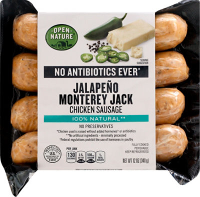 Open Nature Chicken Sausage Monterey Jack Jalapeno - 12 Oz - safeway